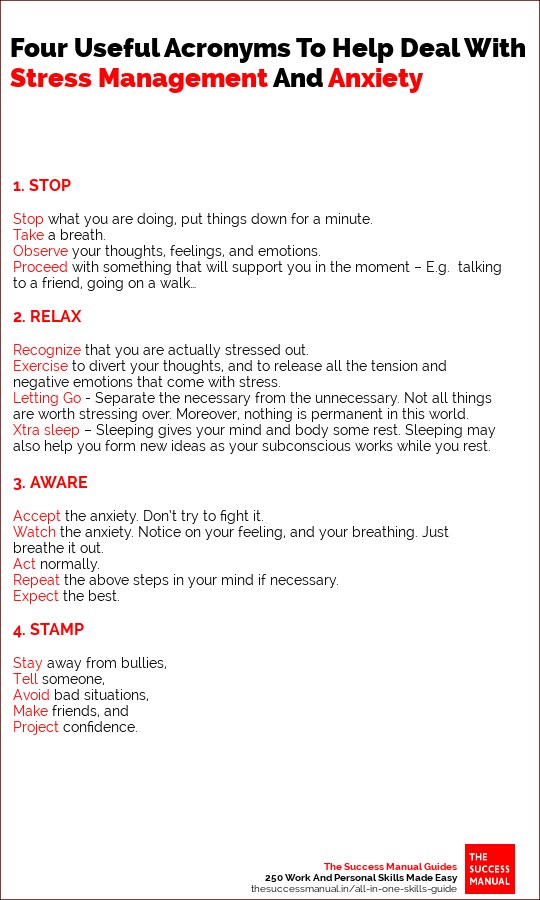 Four Useful Acronyms To Deal With Stress Management And Anxiety - The ...